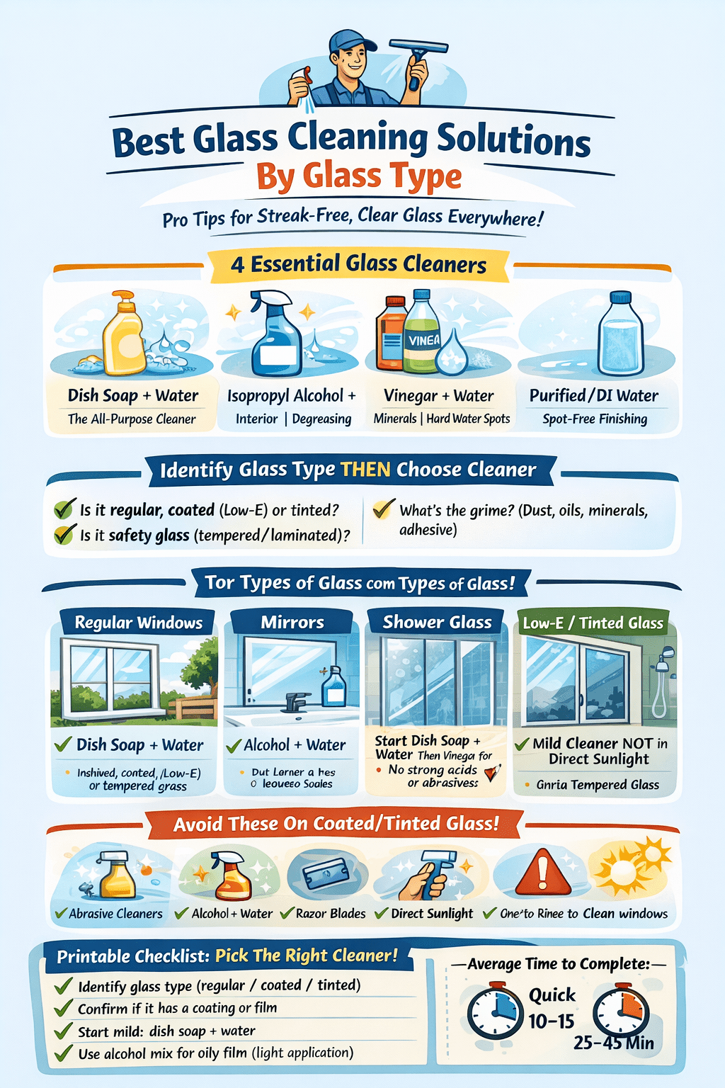 Best Glass Cleaning Solutions By Glass Type